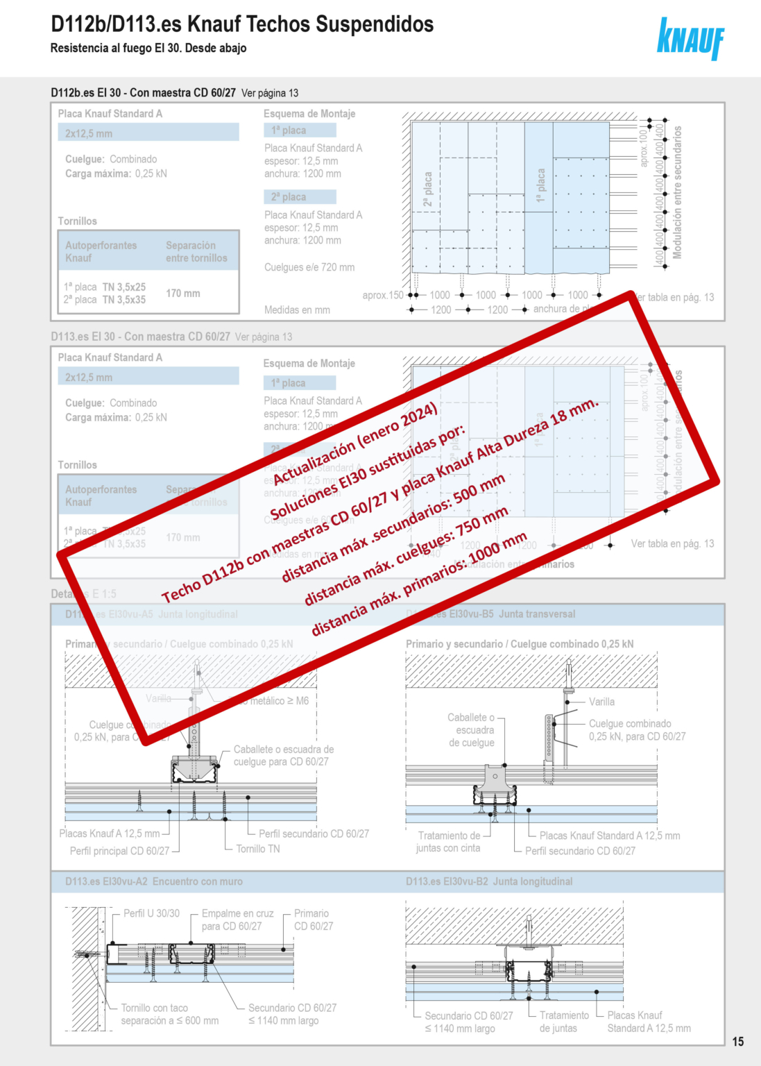 Knauf actualiza su sistema de techo suspendido EI30 D112b - La Especialista